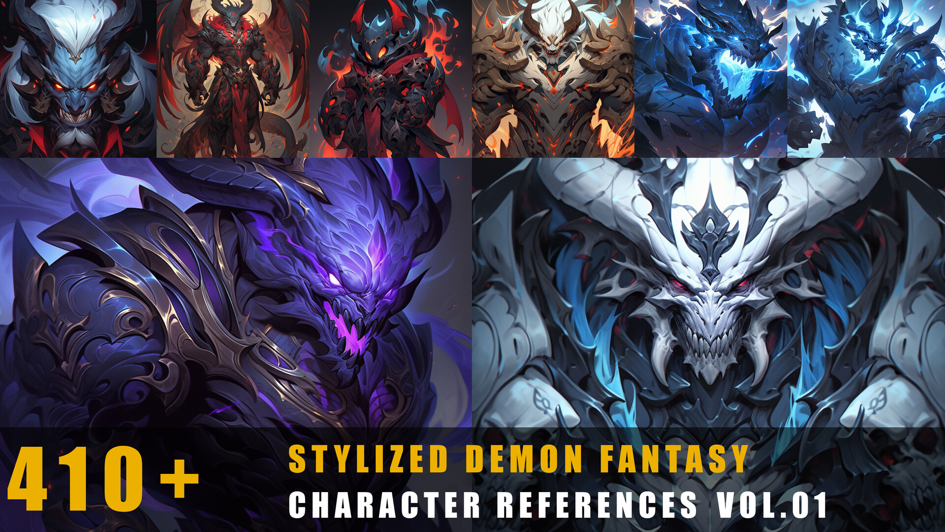 WaterLaw's Studio - 410+ Stylized Demon Fantasy - Character References Vol.01