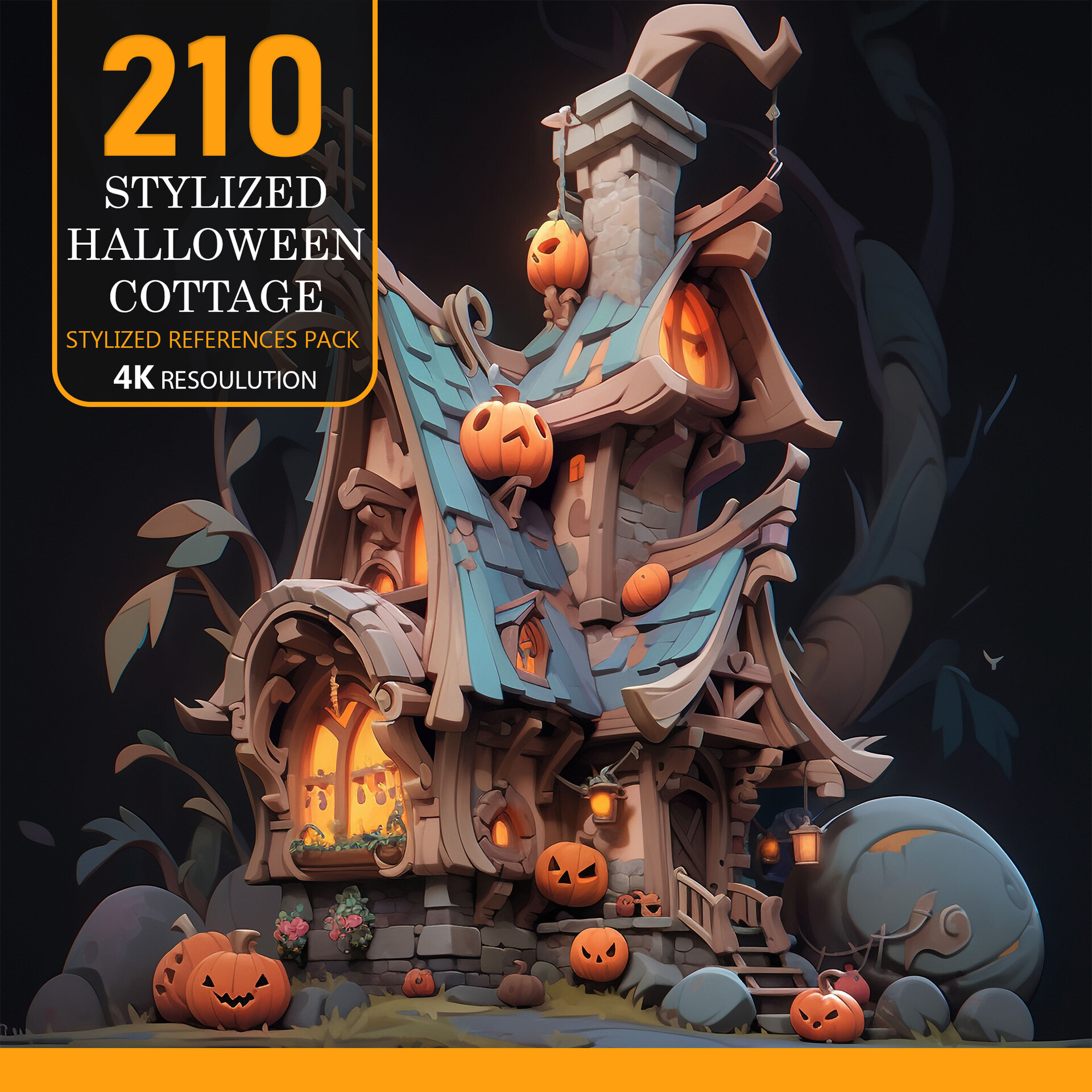 ArtStation - Stylized Halloween Cottage Vol.14-4K|Stylized References Pack