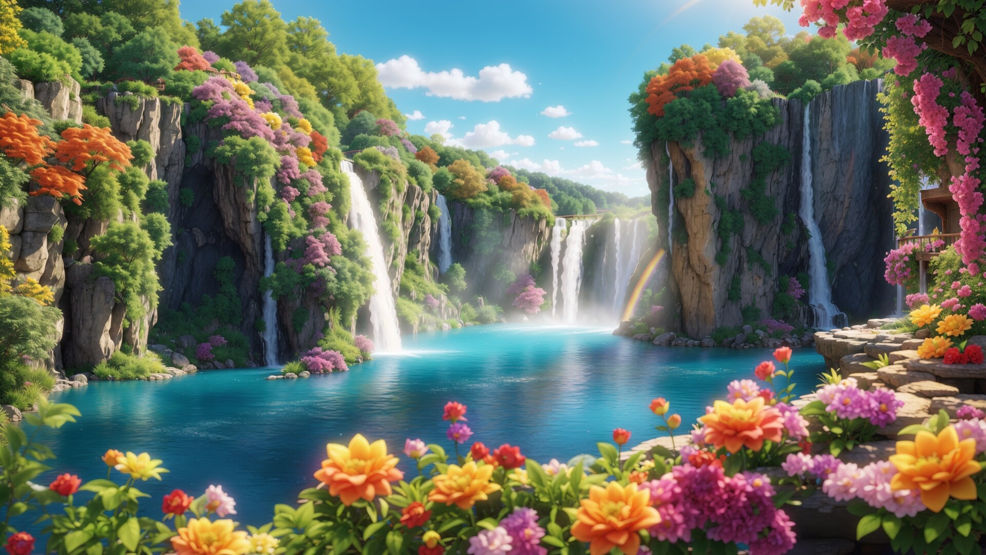 Delia Wright - Natural Waterfall - An Enchanting Cascade