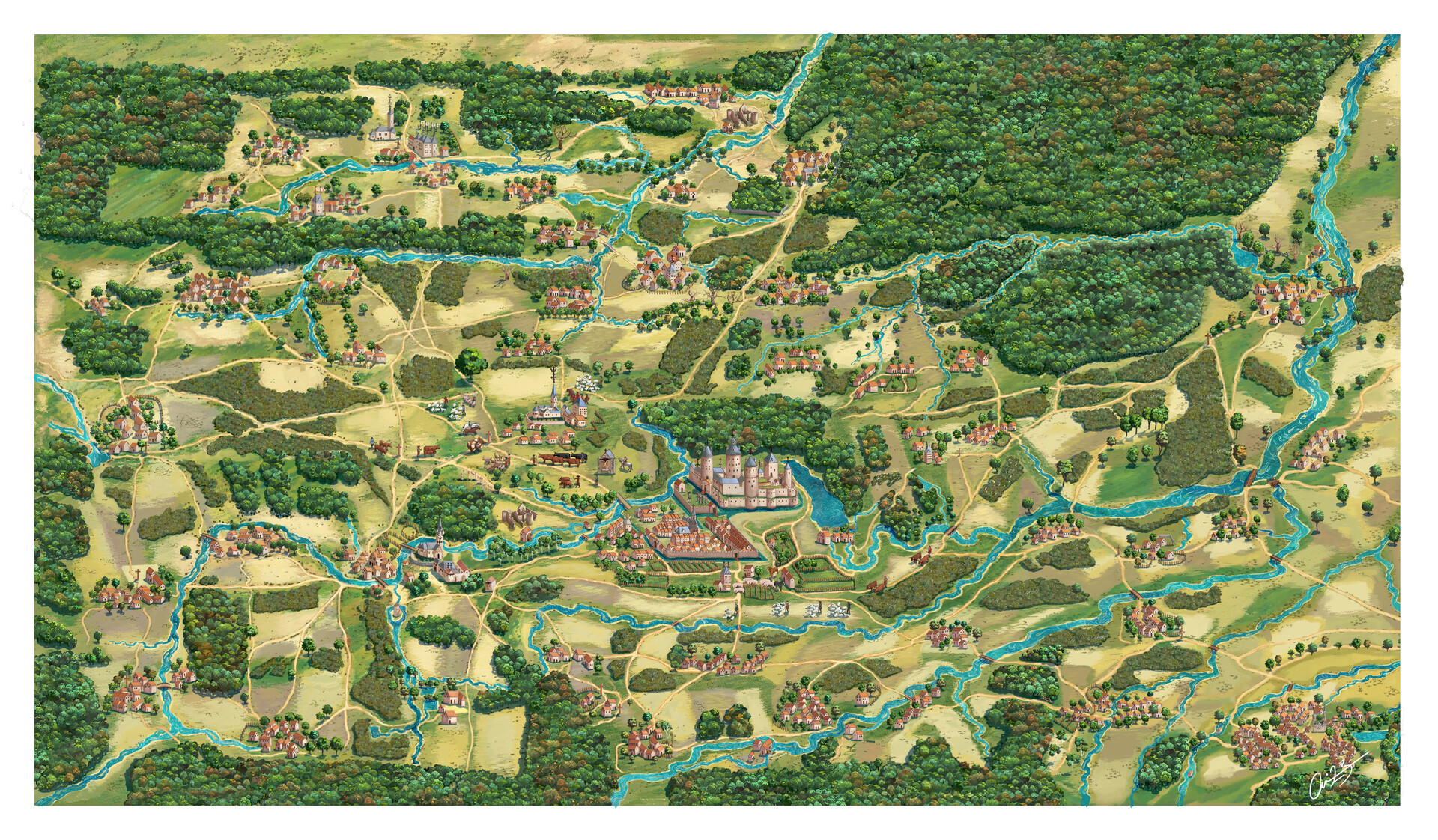 ArtStation - Historic Map of Longlier, Luxembourg Belgium