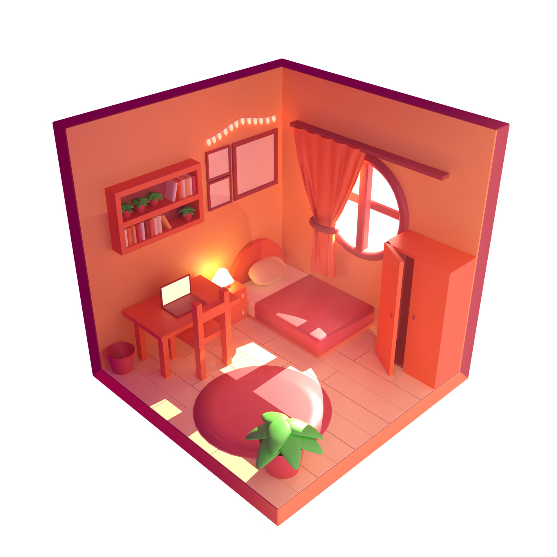 ArtStation - Simple Cozy Isometric Room Design