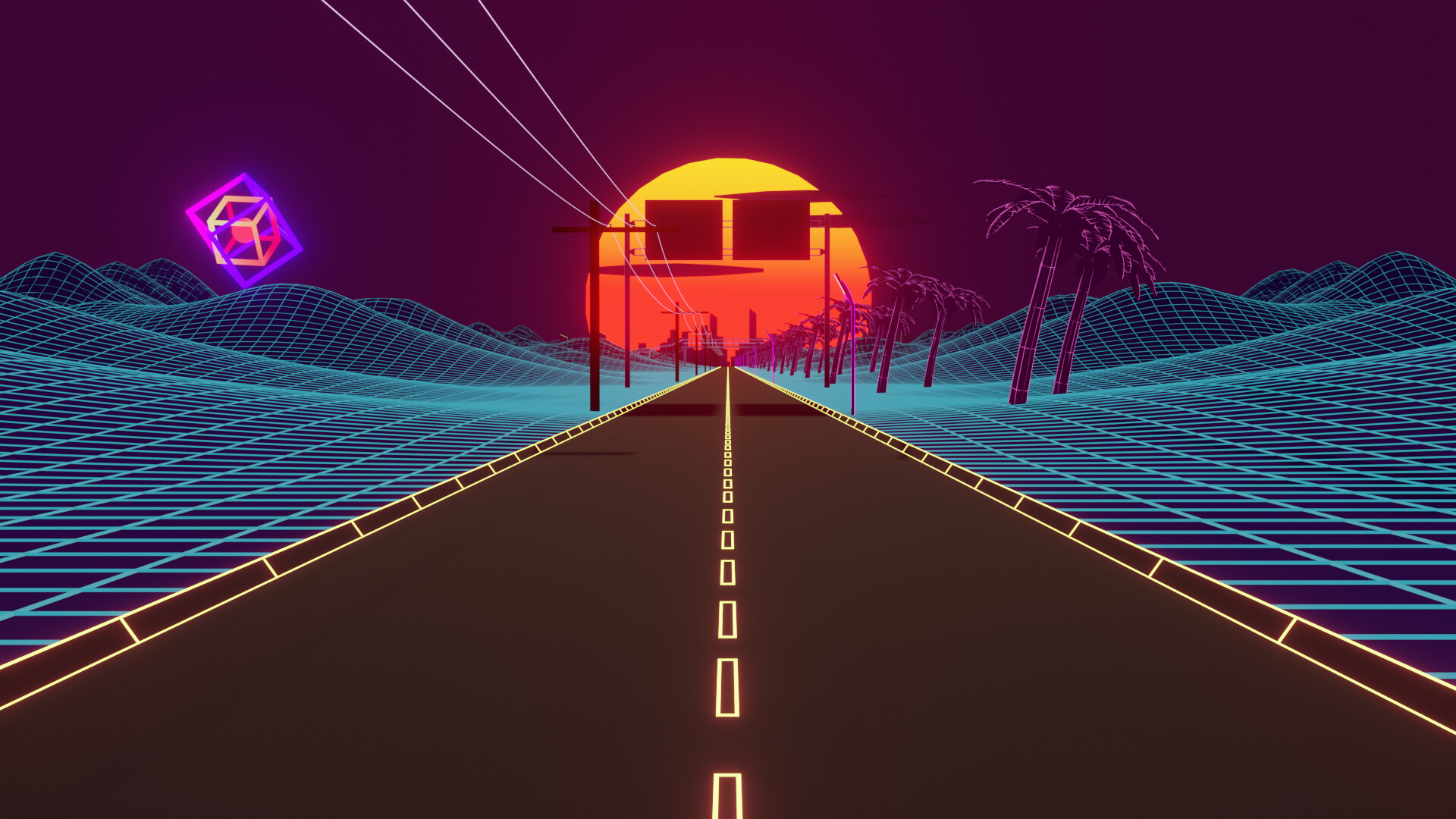 ArtStation - Retrowave highway