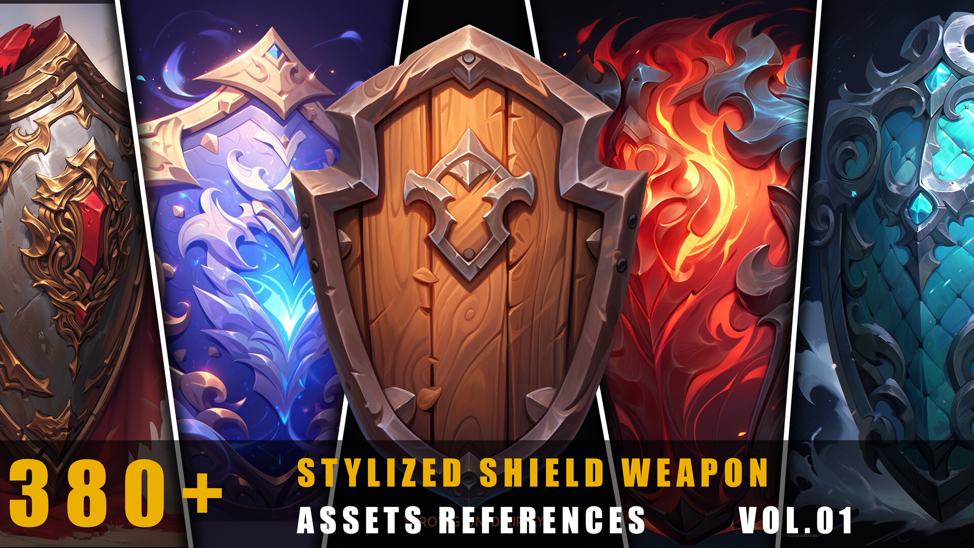 WaterLaw's Studio - 380+ Stylized Shield Weapon - Assets References Vol.01