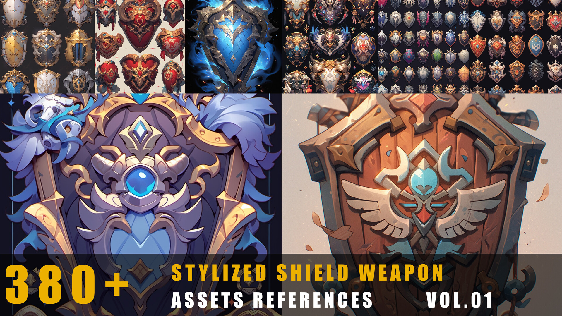 WaterLaw's Studio - 380+ Stylized Shield Weapon - Assets References Vol.01