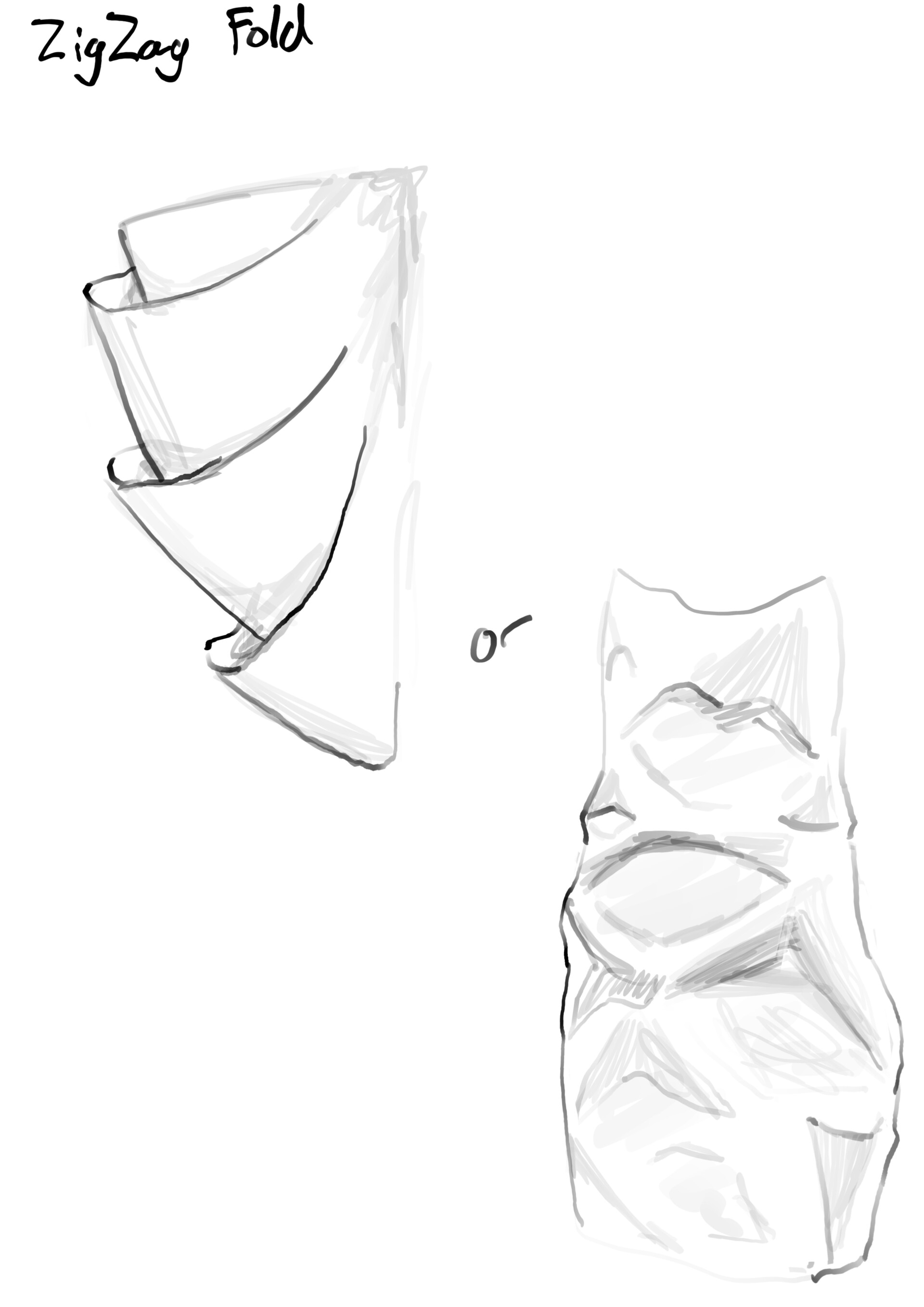how to draw zig zag folds