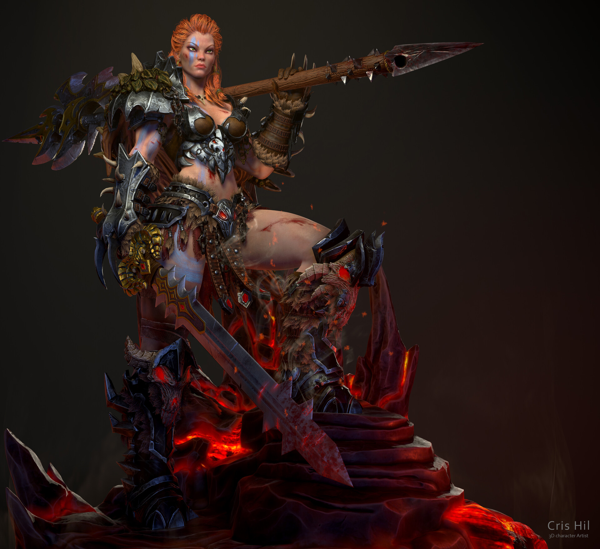 Cris Hil - Stylized Barbarian Female - Diablo 3 Fanart