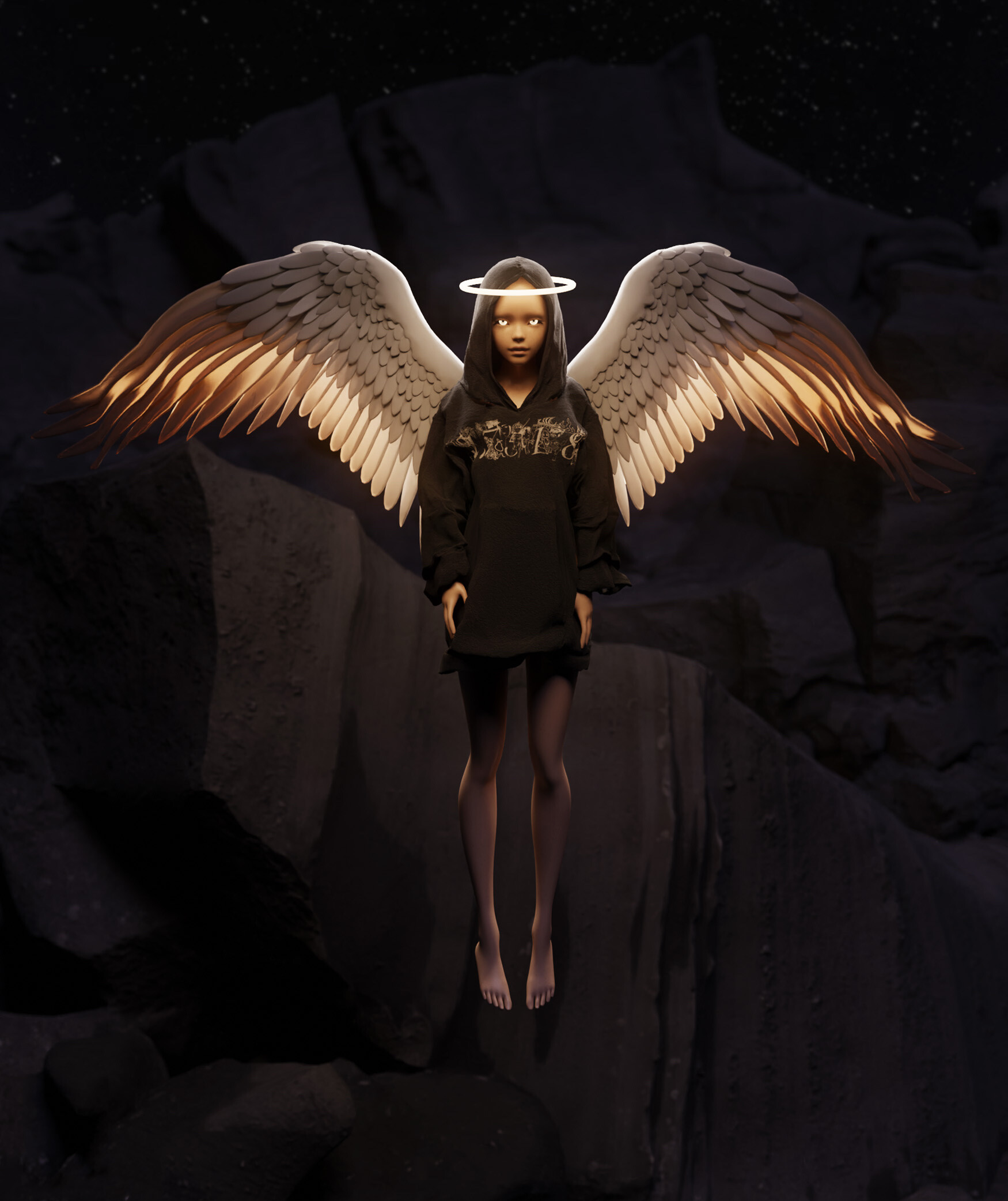 ArtStation - Angel EXT. ROCKS - NIGHT