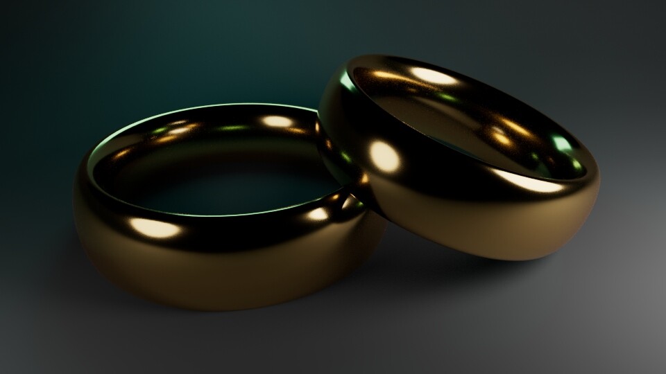 ArtStation - Gold rings with lighting setup