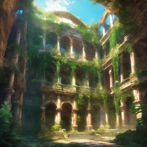 ArtStation - ancient building overgrown in lush greenery
