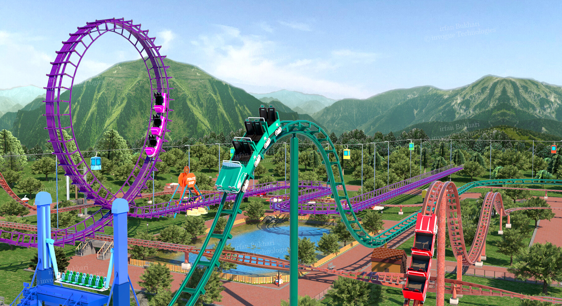 ArtStation - Roller Coaster 3D - Theme Park