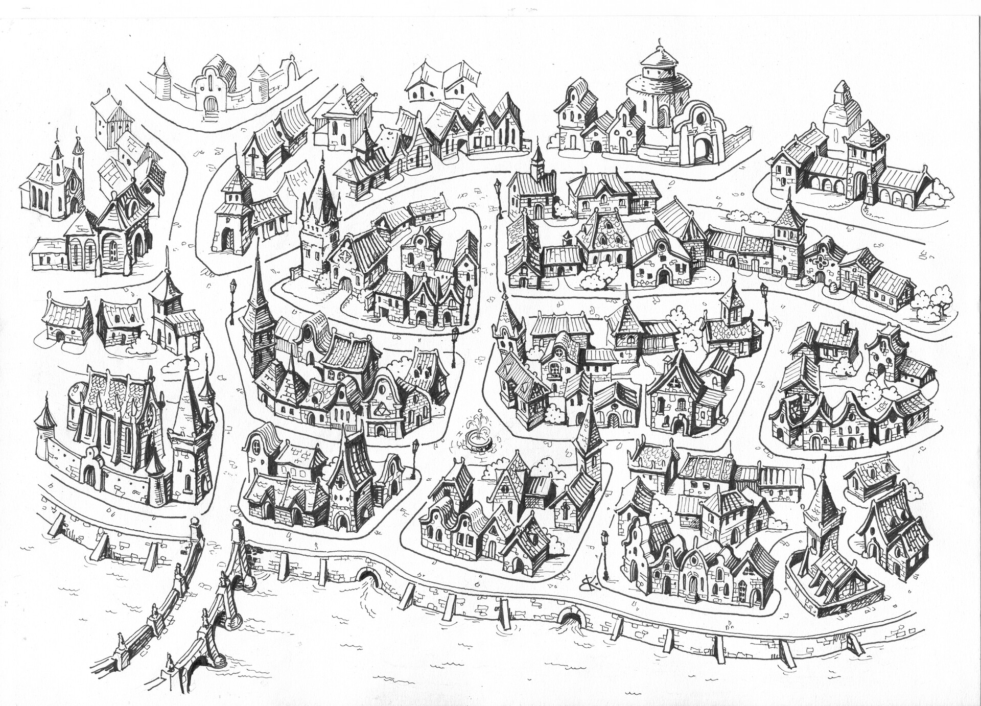 Town Drawing Map