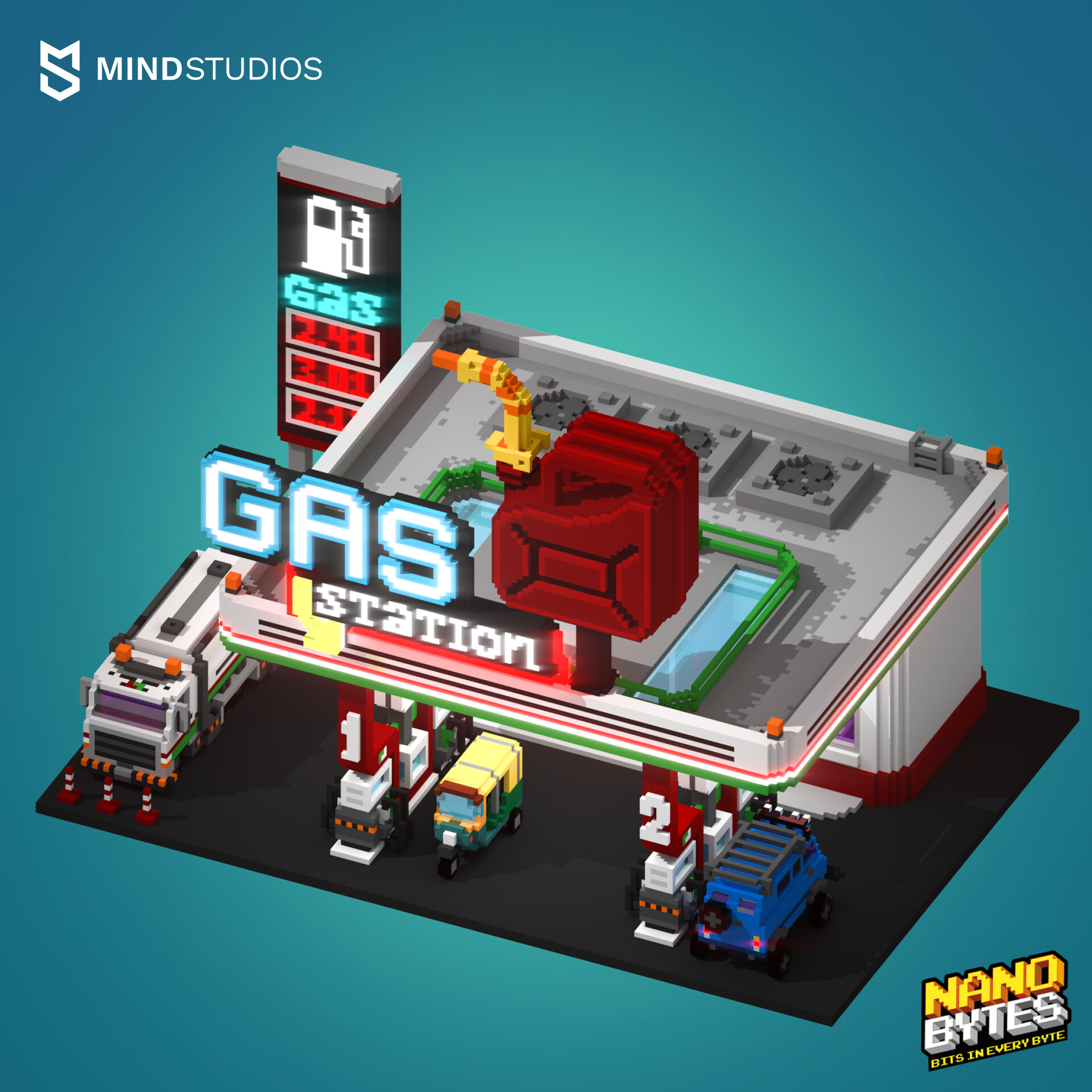 ArtStation - Voxel Gas Station @ NanoBytes: ByteWorld