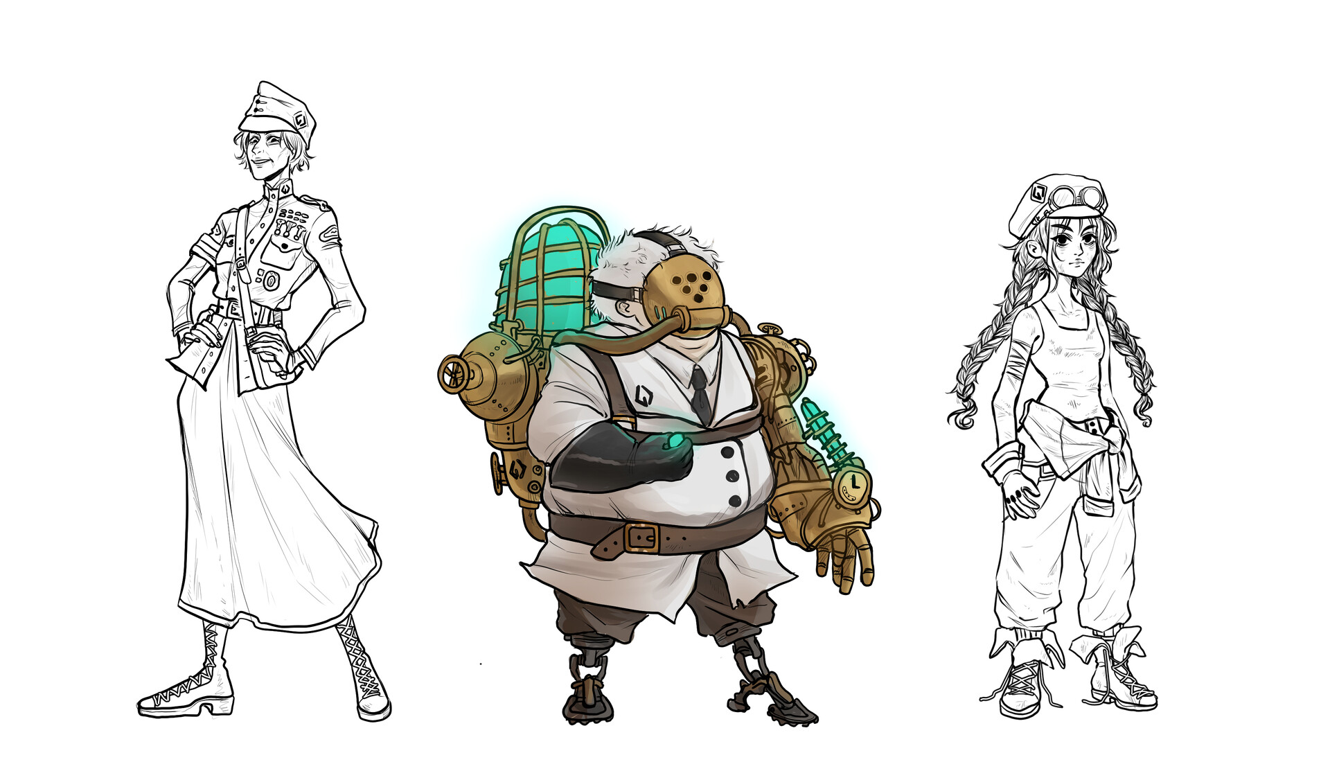 ArtStation - concept art of characters in dieselpunk style