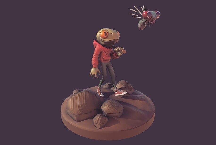 ArtStation - A frog and a fly