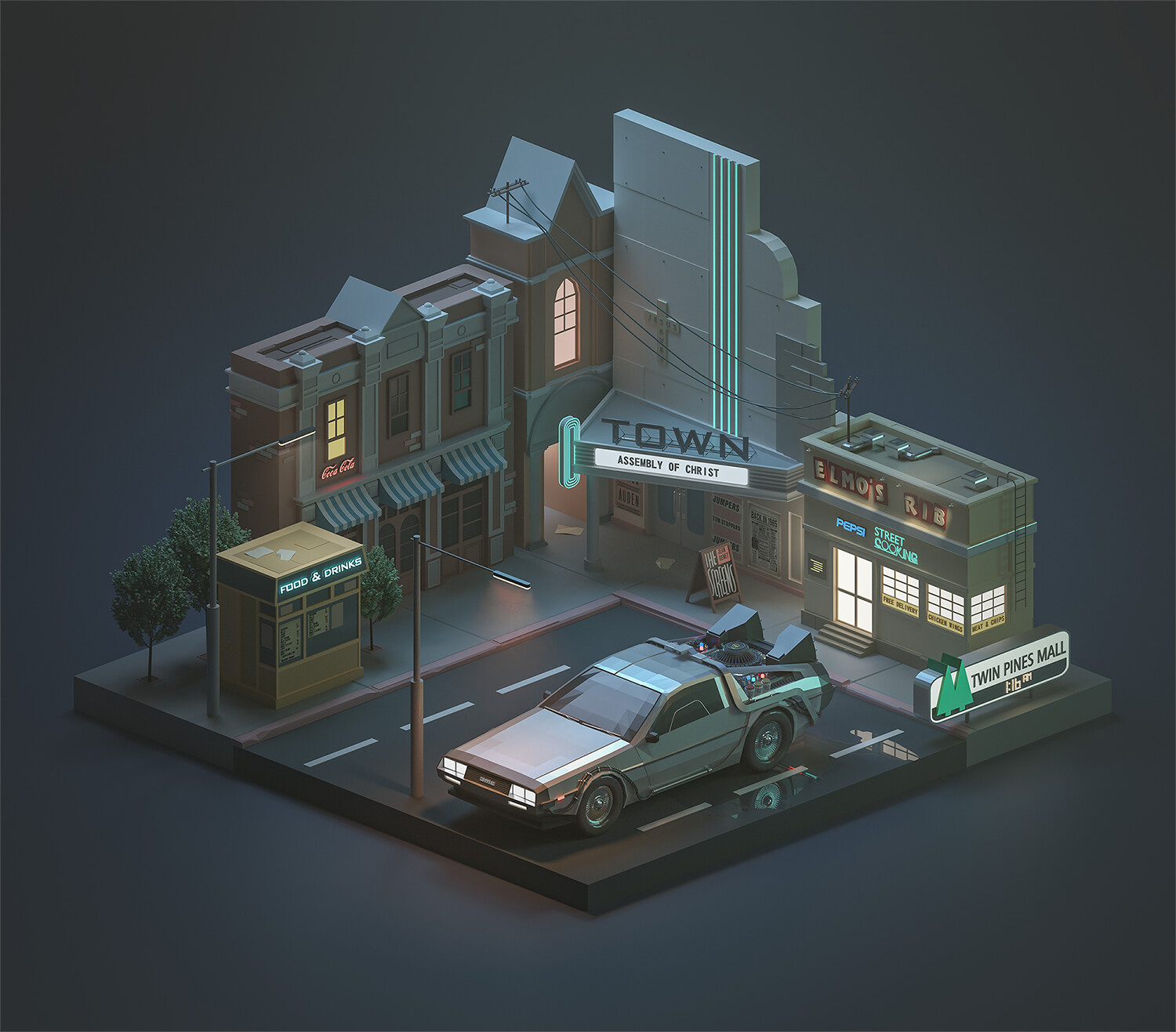 ArtStation - Low poly diorama inspired by "Back to the Future ...