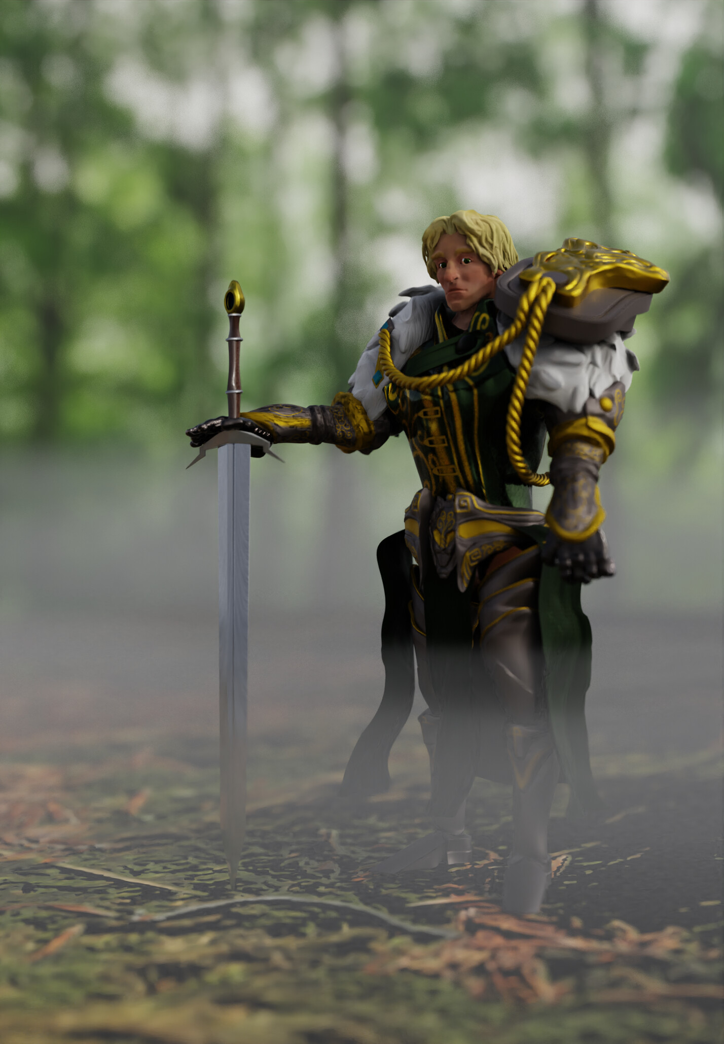 ArtStation - Paladin chillin' in forest