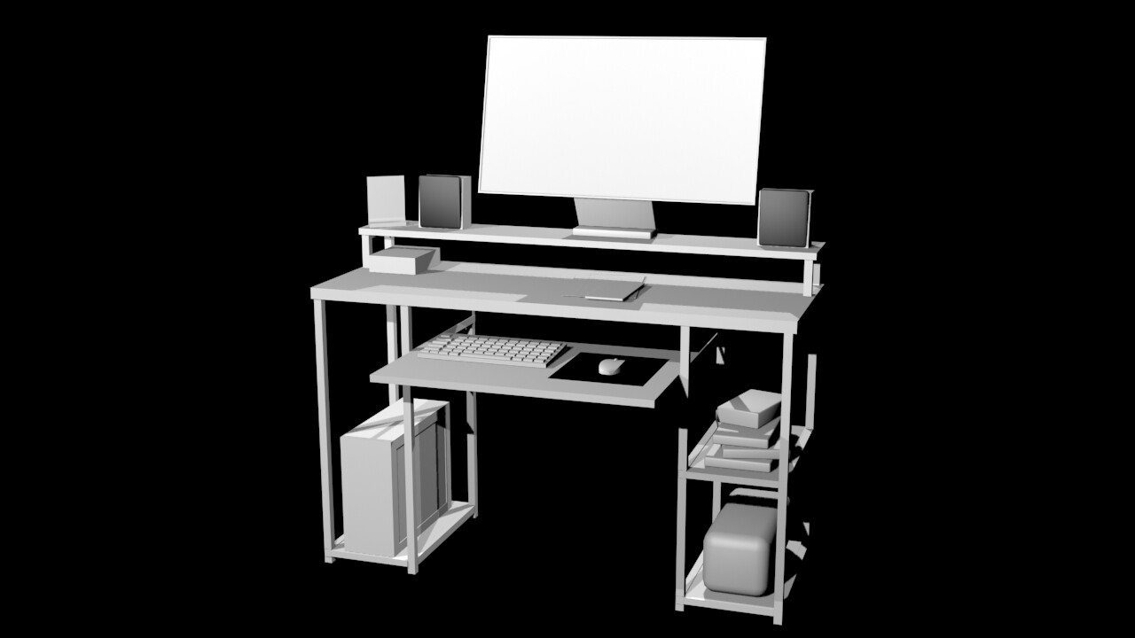 ArtStation - Computer Table 3D Model