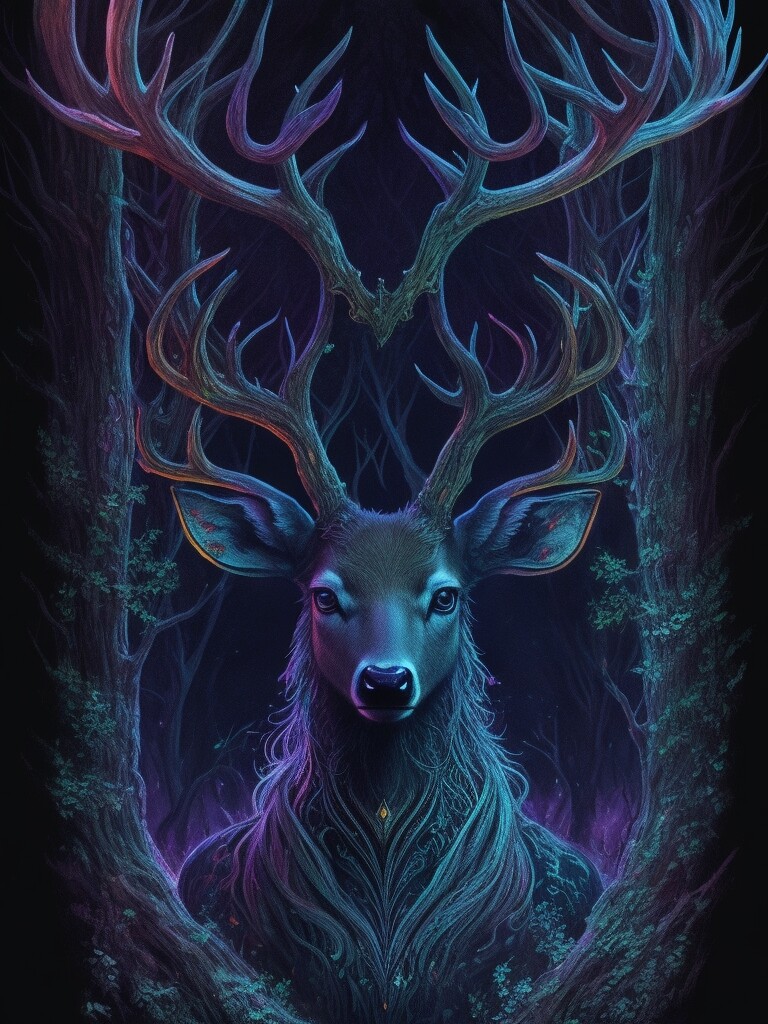 ArtStation - Deer spirit of the dark forest