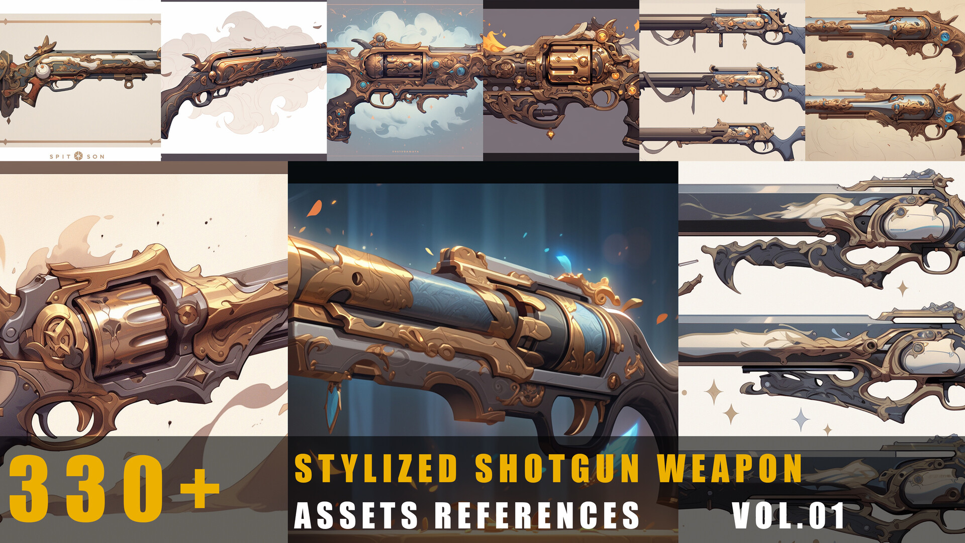WaterLaw's Studio - 330+ Stylized Shotgun Weapon - Assets References Vol.01