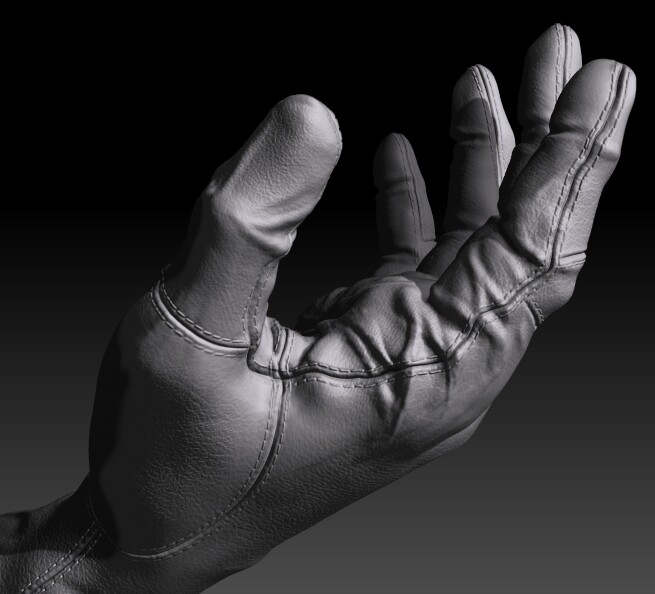 ArtStation - Leather glove, High Poly sculpt