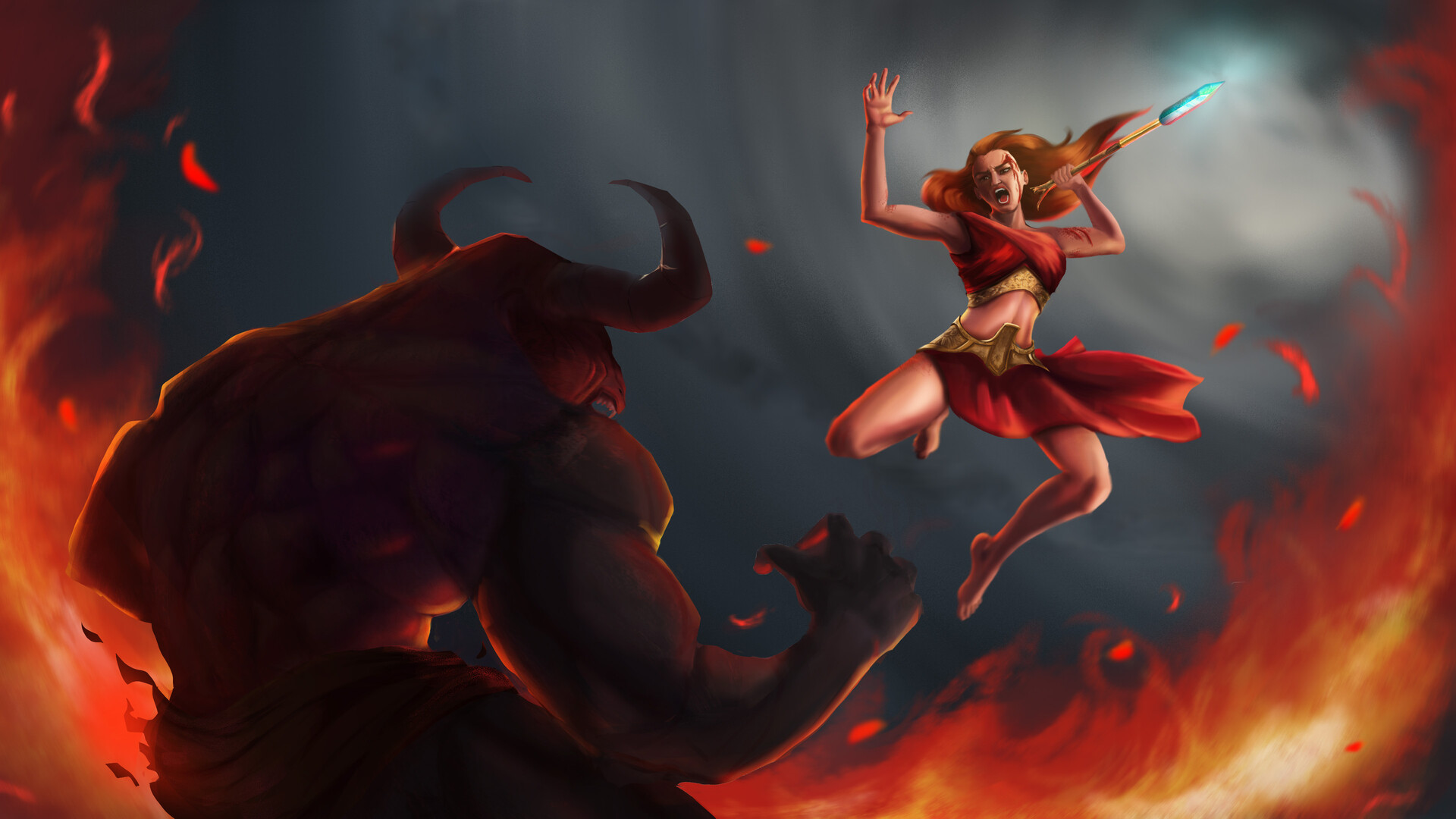 ArtStation - A fight in flames