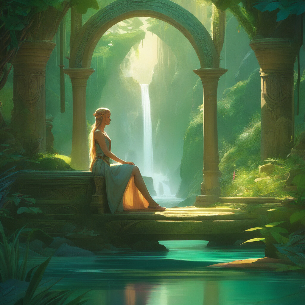 ArtStation - elvish princess at waterfall