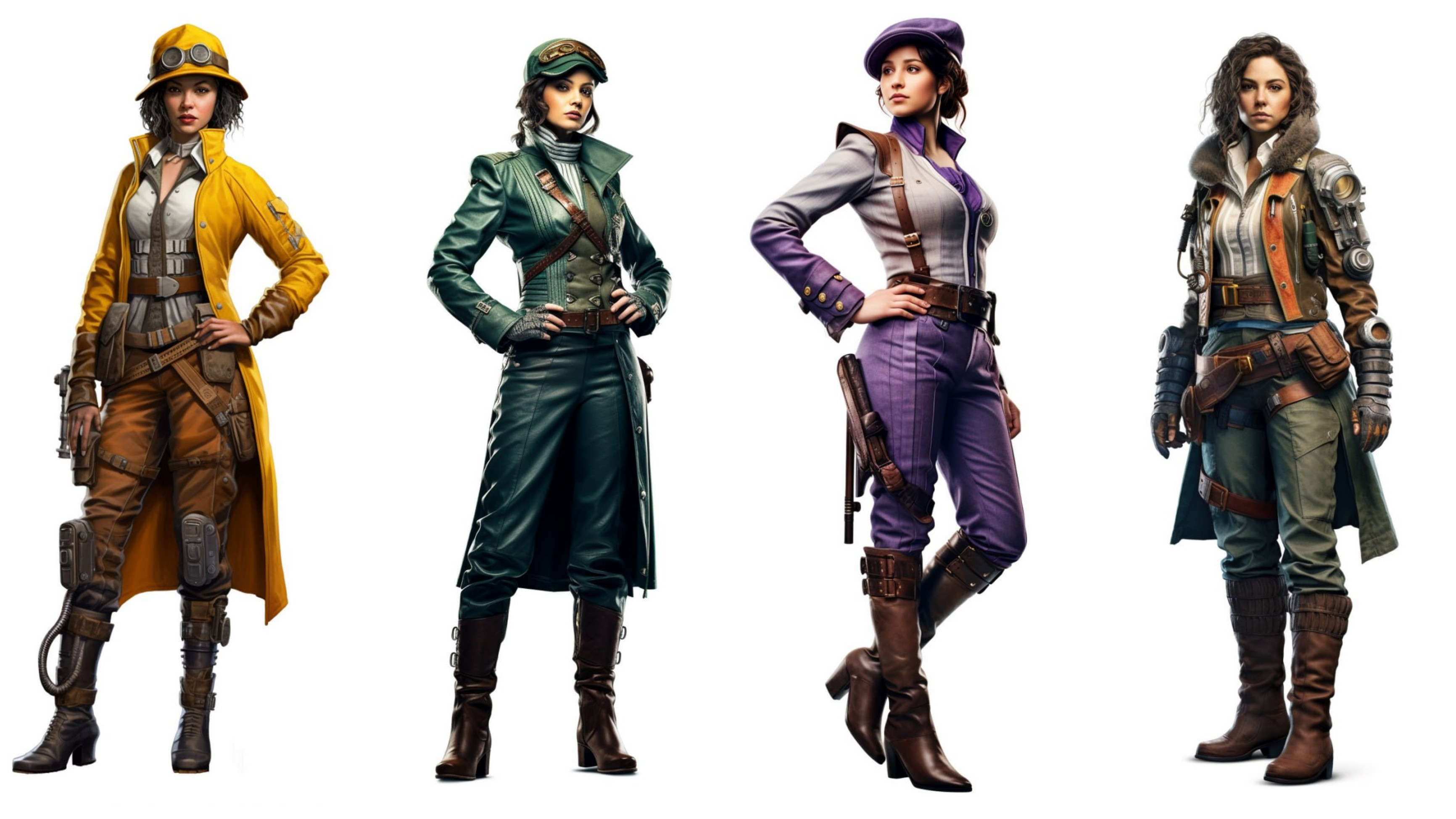 Concept Art - +220 Dieselpunk Female Character Concept(4k)