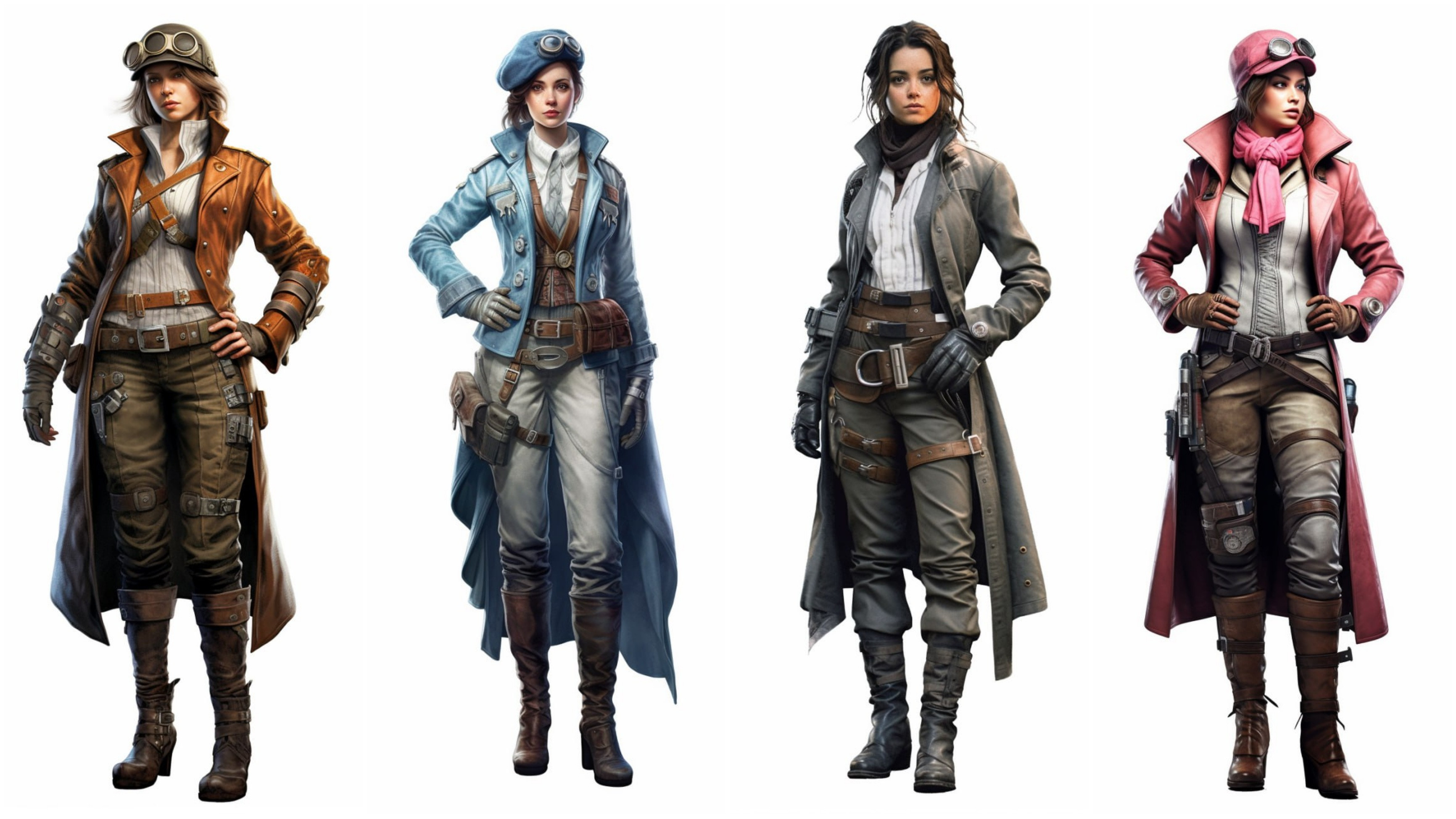 Concept Art - +220 Dieselpunk Female Character Concept(4k)