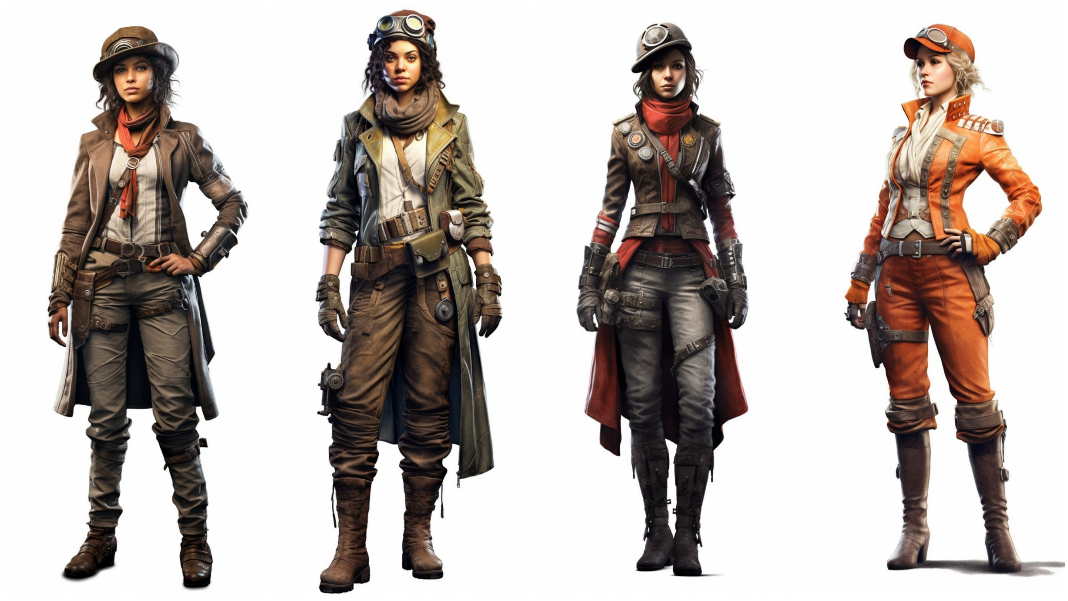 Concept Art - +220 Dieselpunk Female Character Concept(4k)