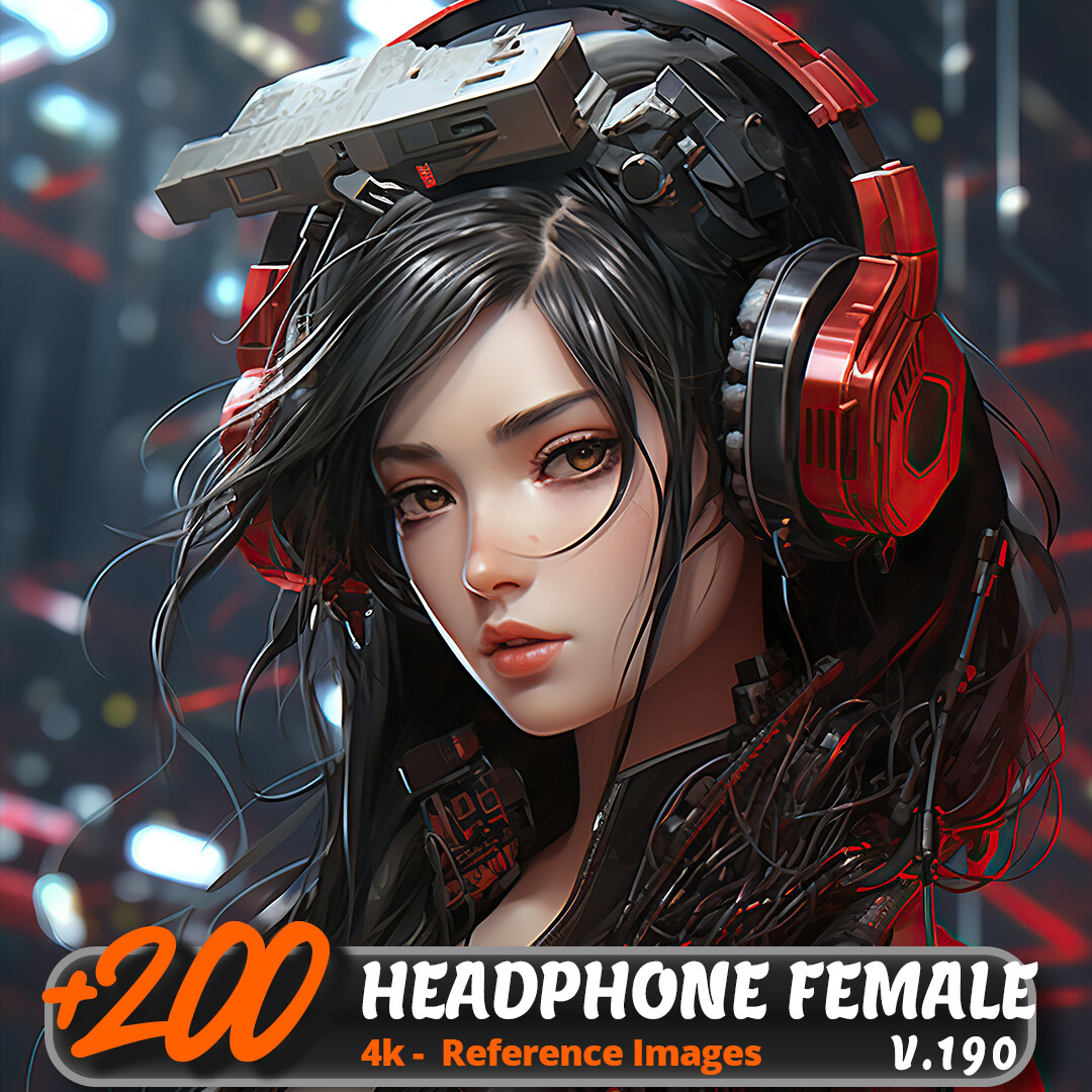 ArtStation - HEADPHONE FEMALE VOL. 190/ 4K/ Reference Image