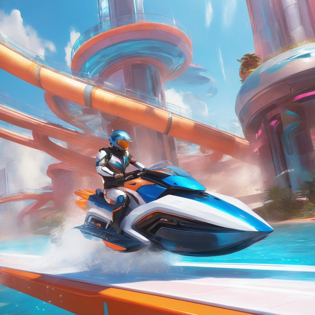 ArtStation - water jet ride in a modern water city