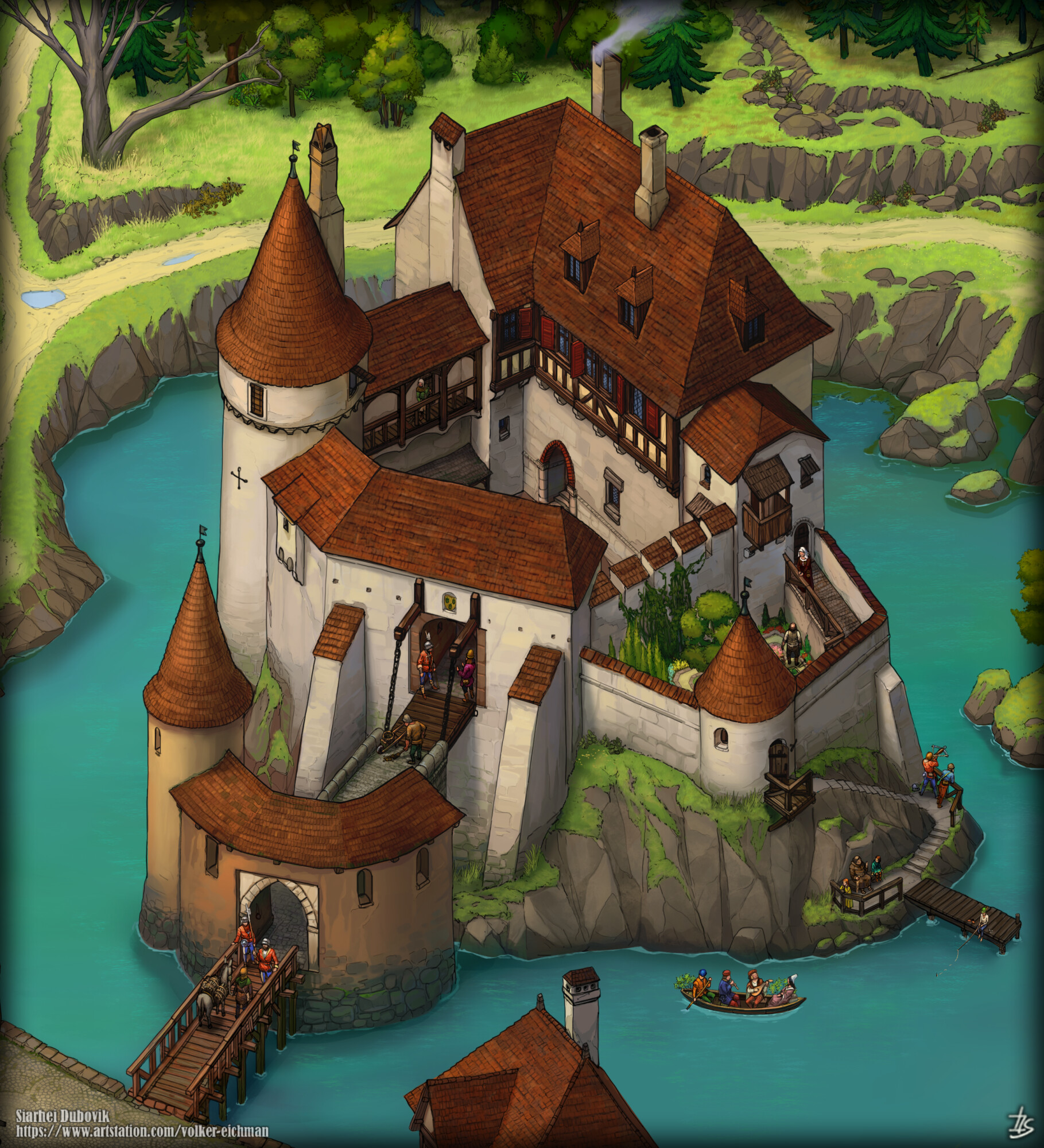 ArtStation - Medieval town. Part 4. The castle and its inhabitants