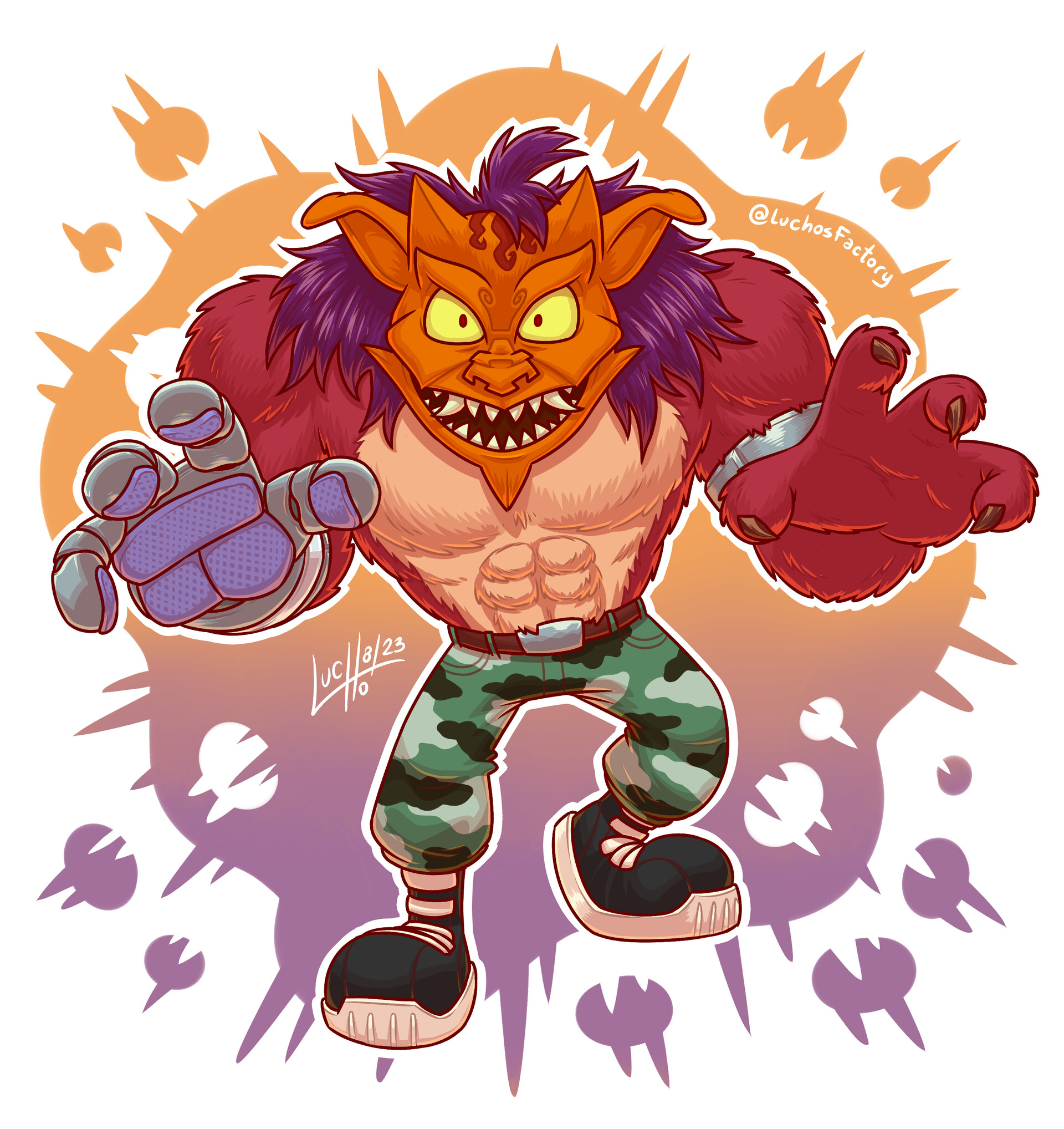 ArtStation - Crunch w/ Oni Mask [COMMISSION/FAN ART]