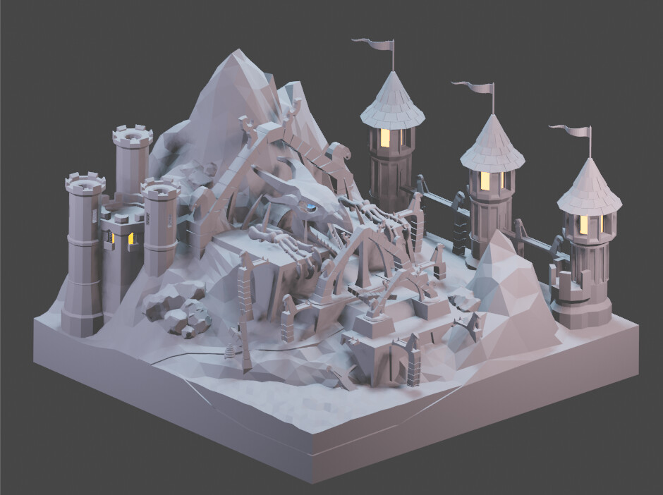 ИЗИ Blender - Windy peak: Stylized diorama inspired by 'Skyrim' - Snowy ...
