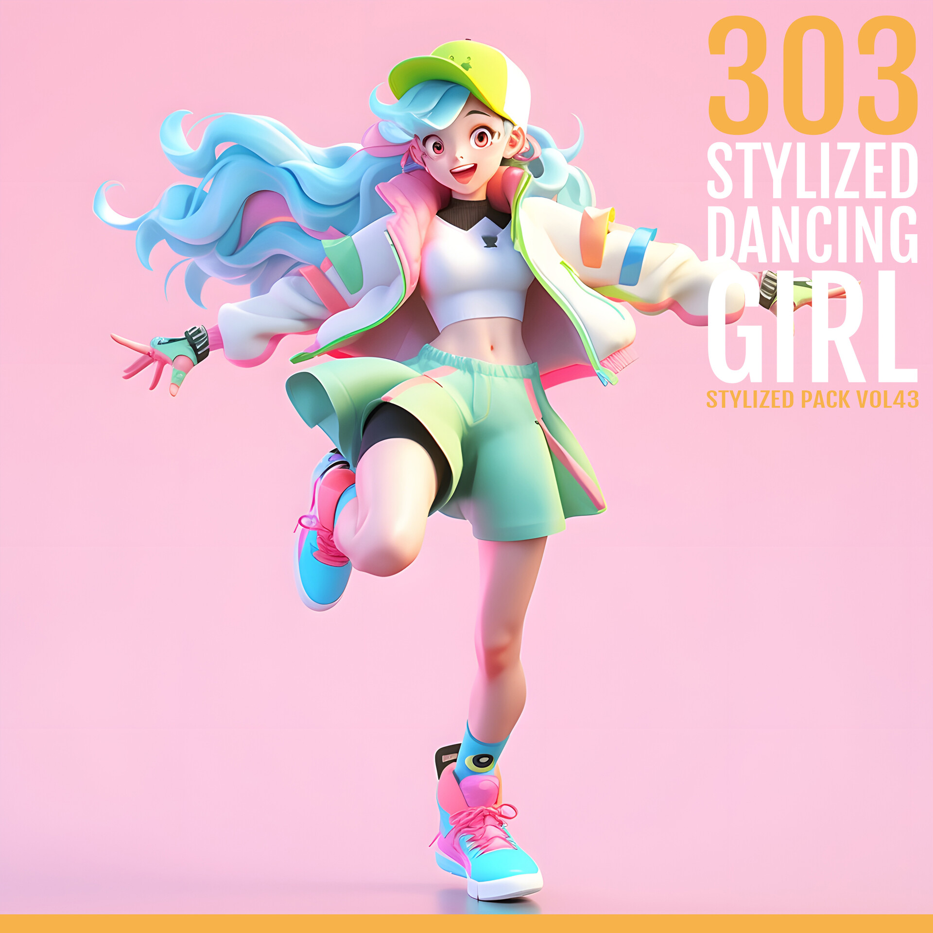 ArtStation - 303 Stylized Dancing Girl VOL43
