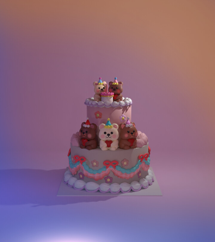 ArtStation - Bears birthday cake