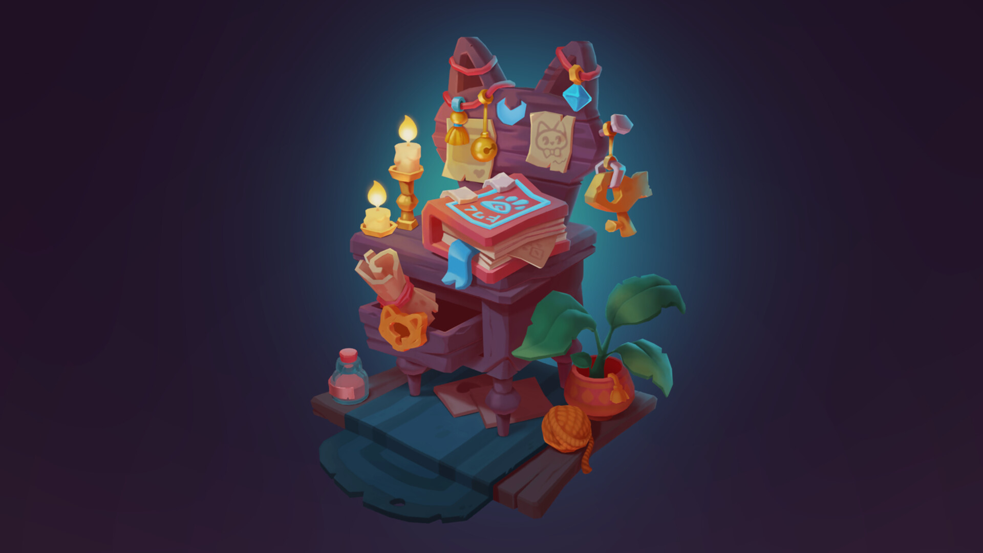 ArtStation - Cat Wizard Table