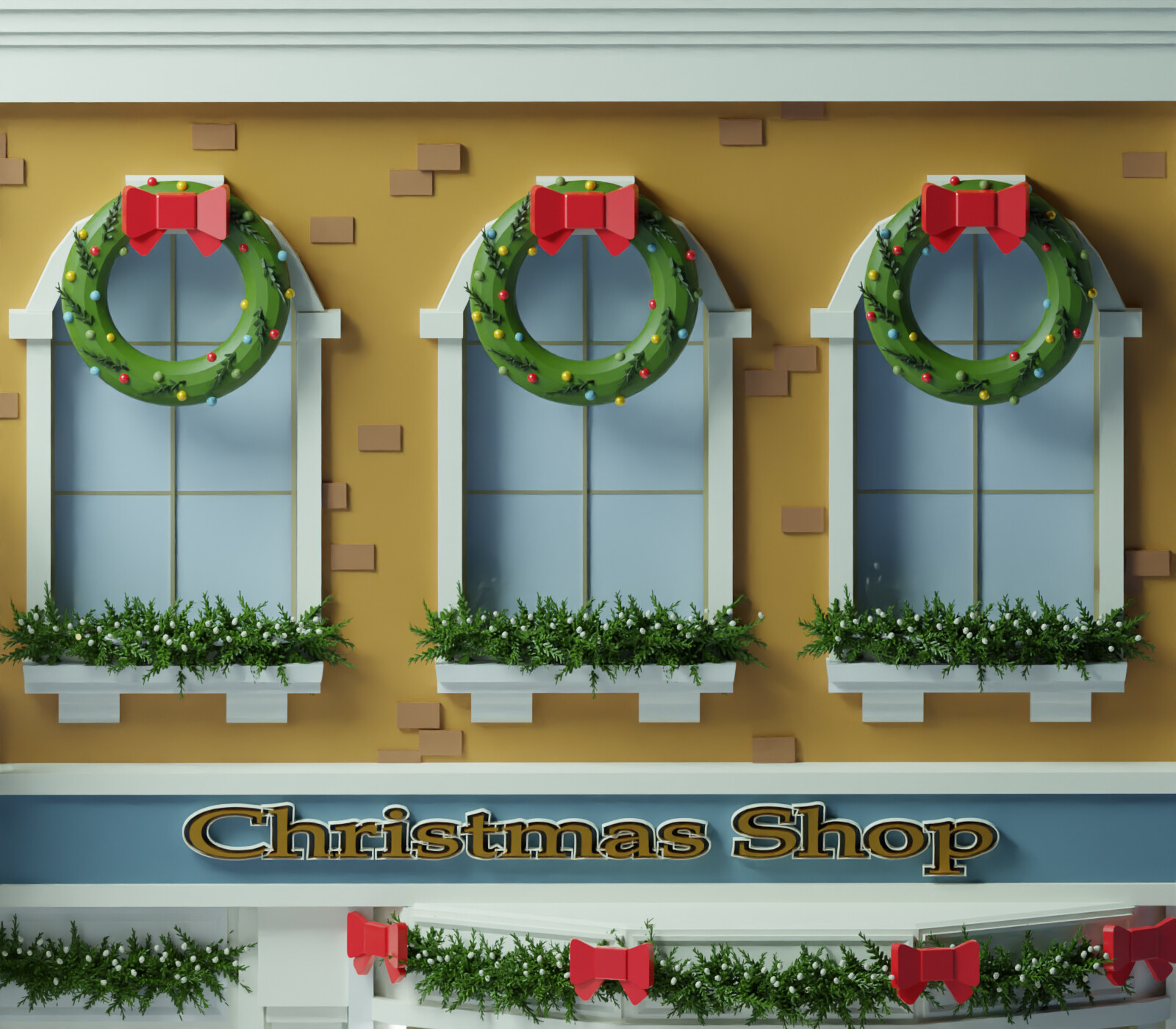 ИЗИ Blender - Cozy Holiday Storefront: Stylized Christmas scene in low ...