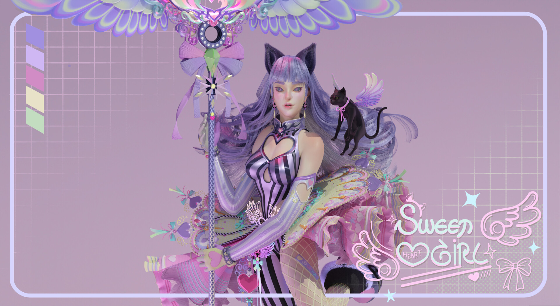 ArtStation - Sweet Heart girl 💜