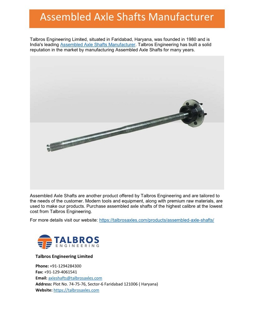 ArtStation - Assembled Axle Shafts Manufacturer