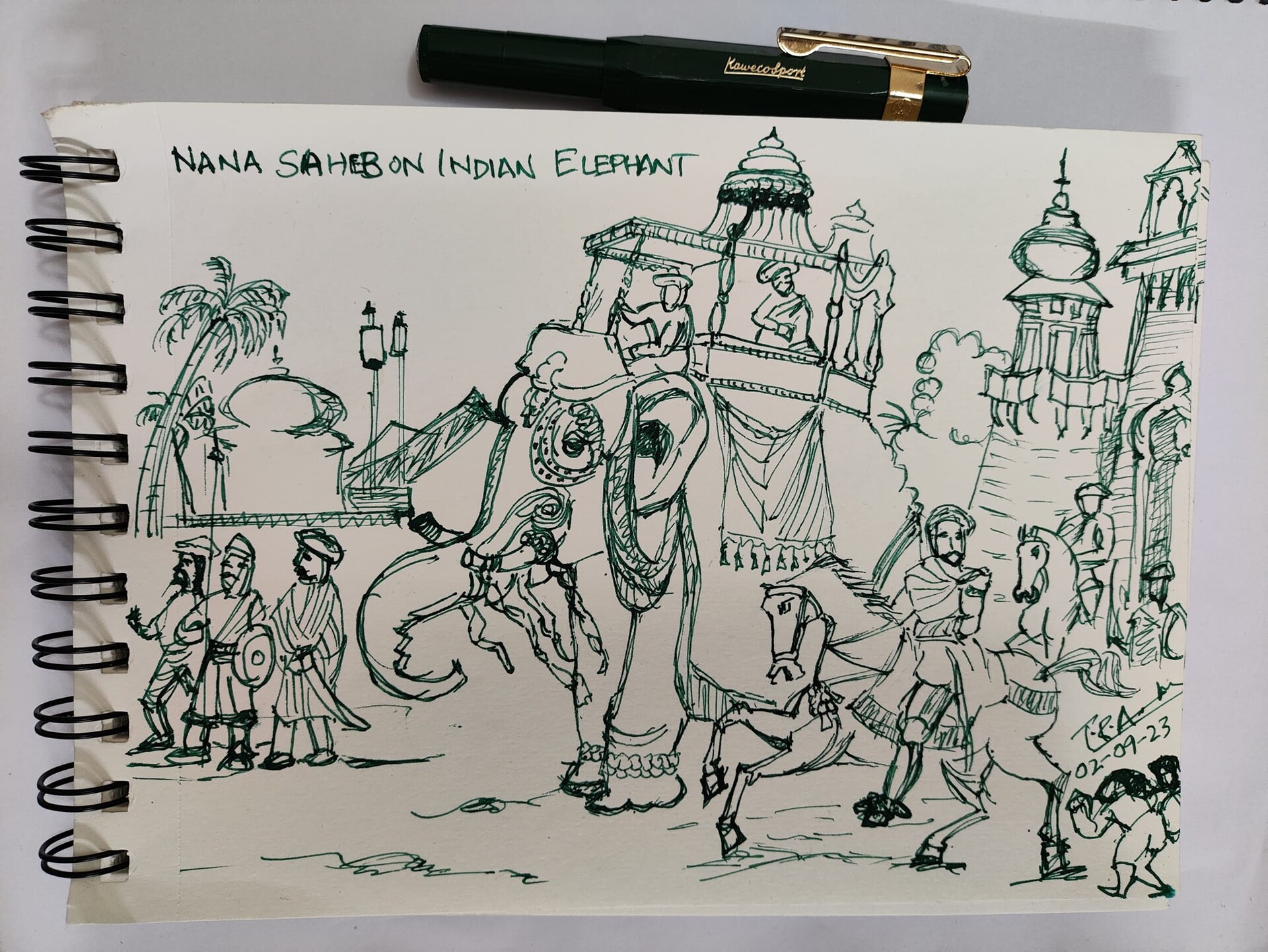ArtStation - Indian King Nana Saheb on Elephant (Ink Pen Sketch)