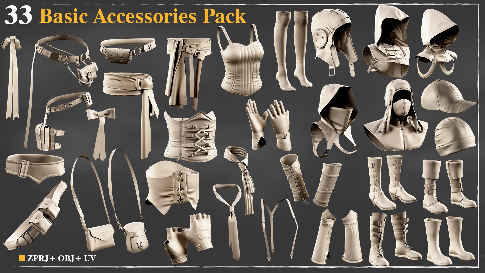 ArtStation - 33 Basic Accessories Pack - Marvelous / CLO Project file