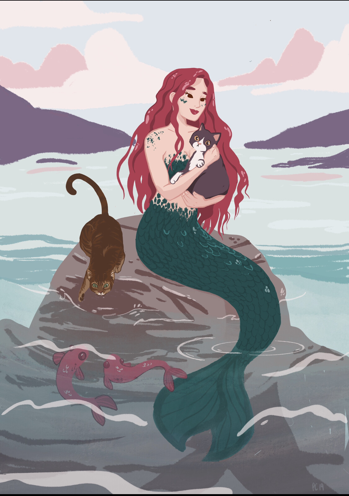 ArtStation - Mermaid and her Cats