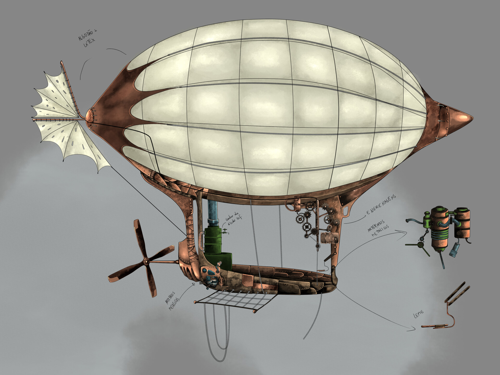 steampunk dirigible wallpaper