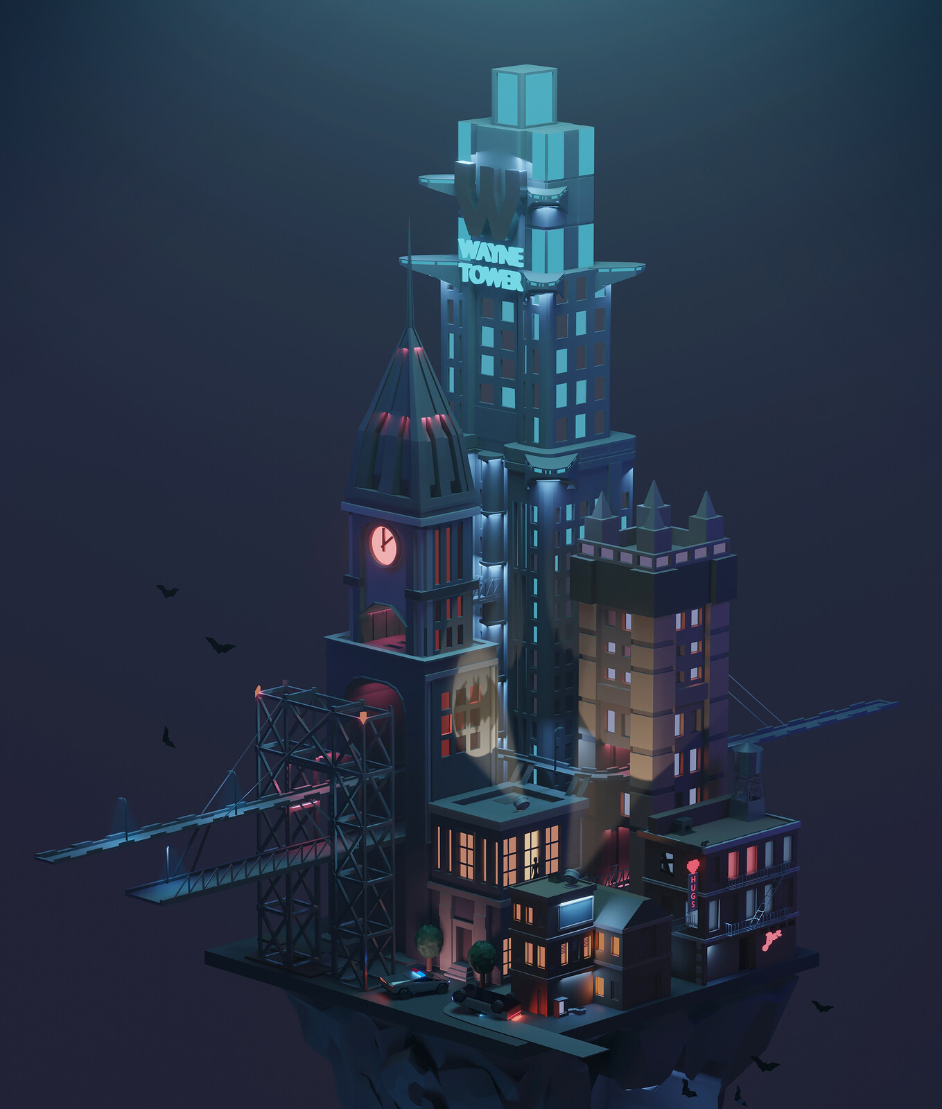 ИЗИ Blender - Gotham's Dark Knight: Multi-level city diorama, inspired ...