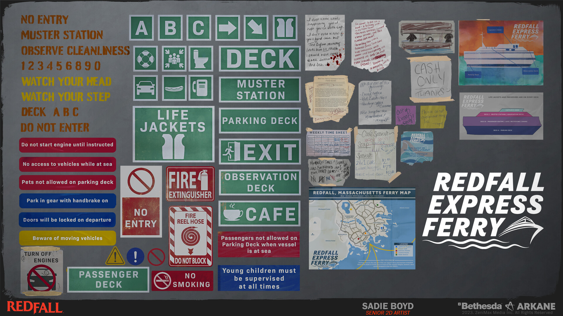 Sadie Boyd - Redfall: Ferry Signage