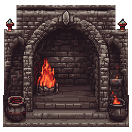 ArtStation - Fire Dungeon Entrance in pixel art (128x128)