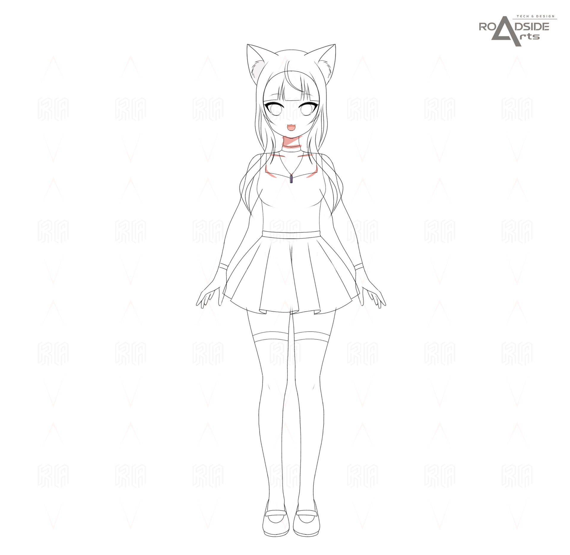 how to draw a cat girl anime