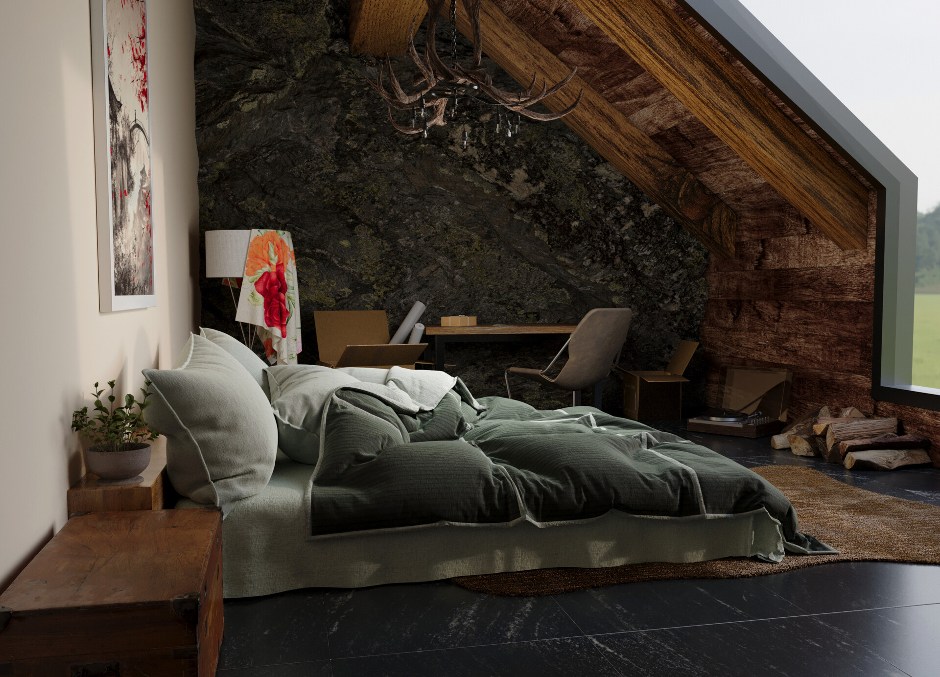 ArtStation - Attic bedroom