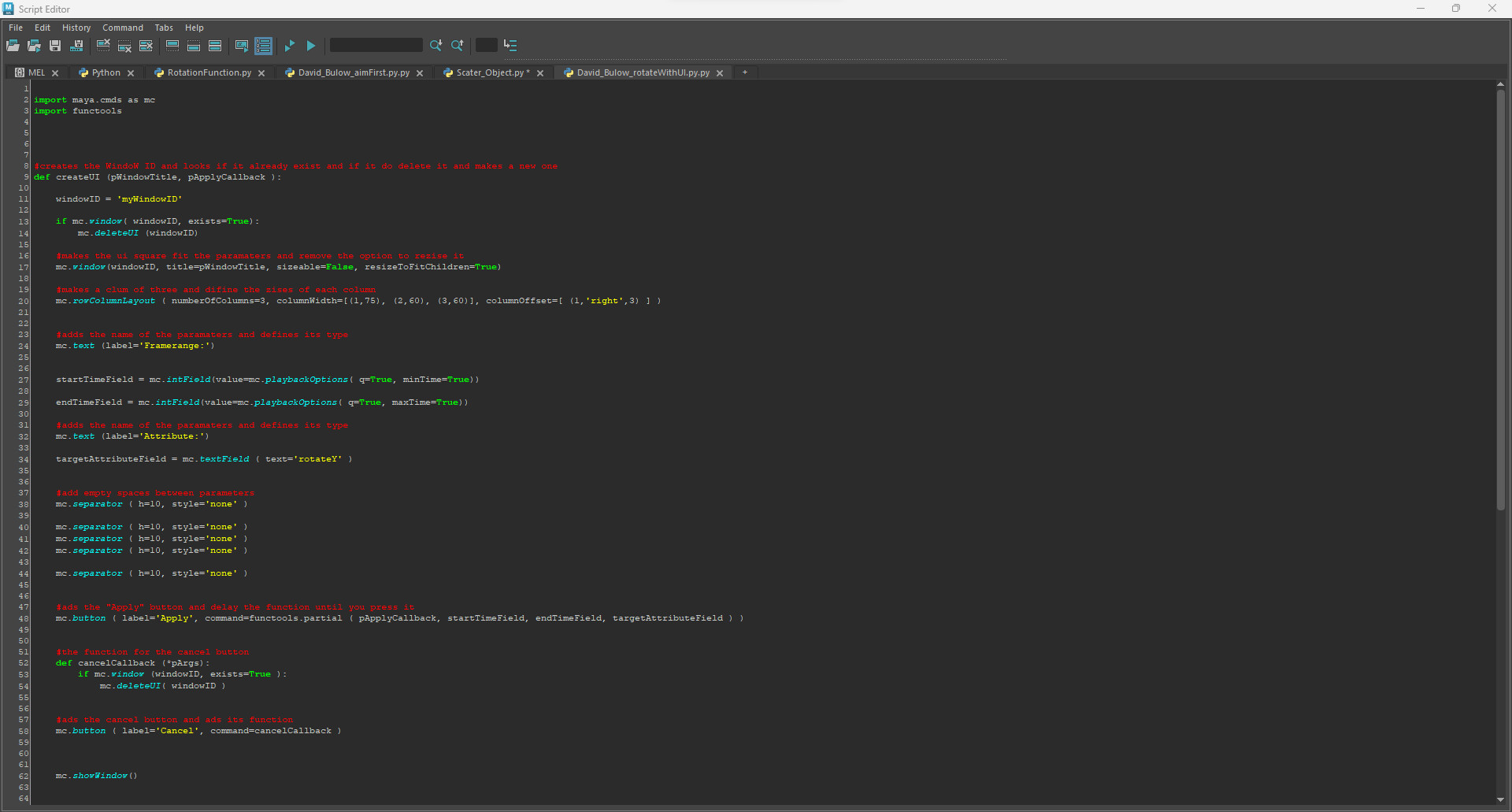 david bülow - python scripting in maya